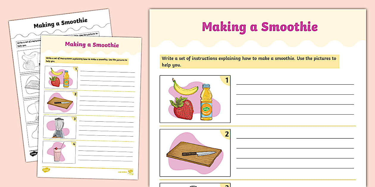 Making a Smoothie Instruction Writing Template - Twinkl