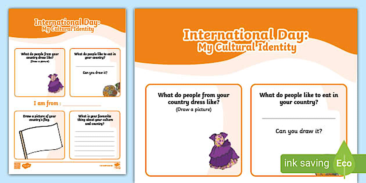 International Day: My Cultural Identity Worksheet | Twinkl