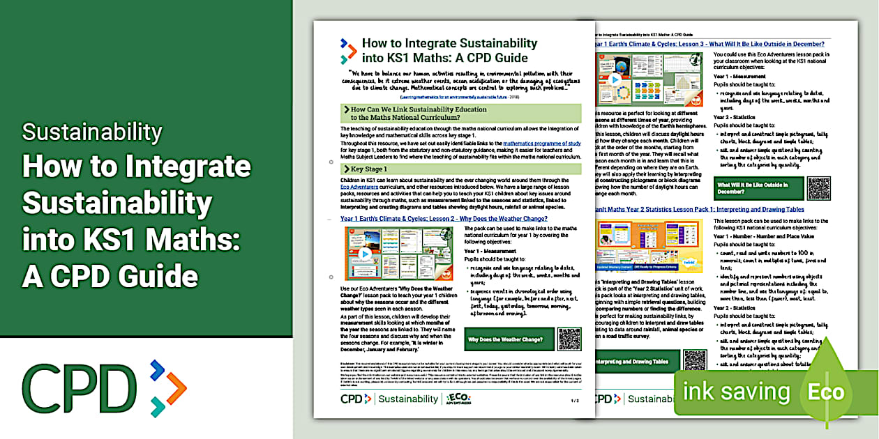 How to Integrate Sustainability into KS1 Maths: A CPD Guide