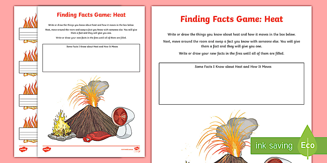 Heat Finding Facts Worksheet – AC9S3U03 – Australia