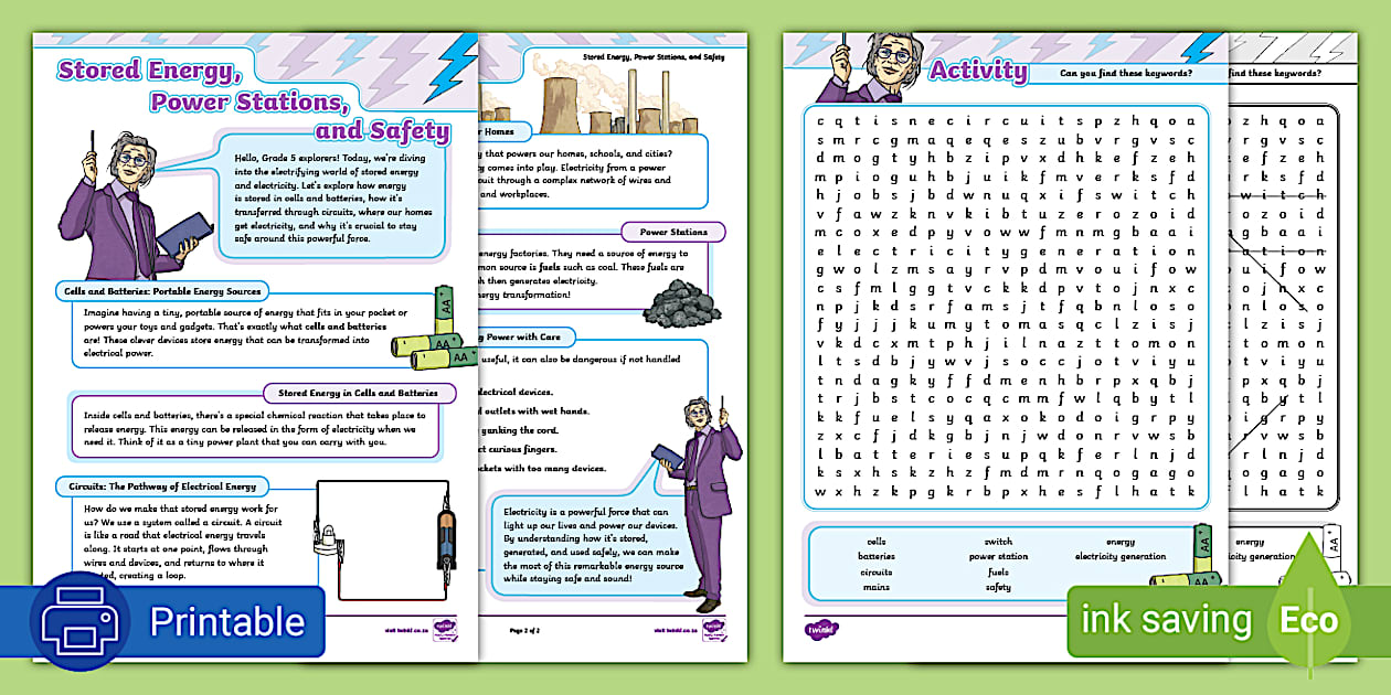 Stored Energy, Power Stations, and Safety - Twinkl