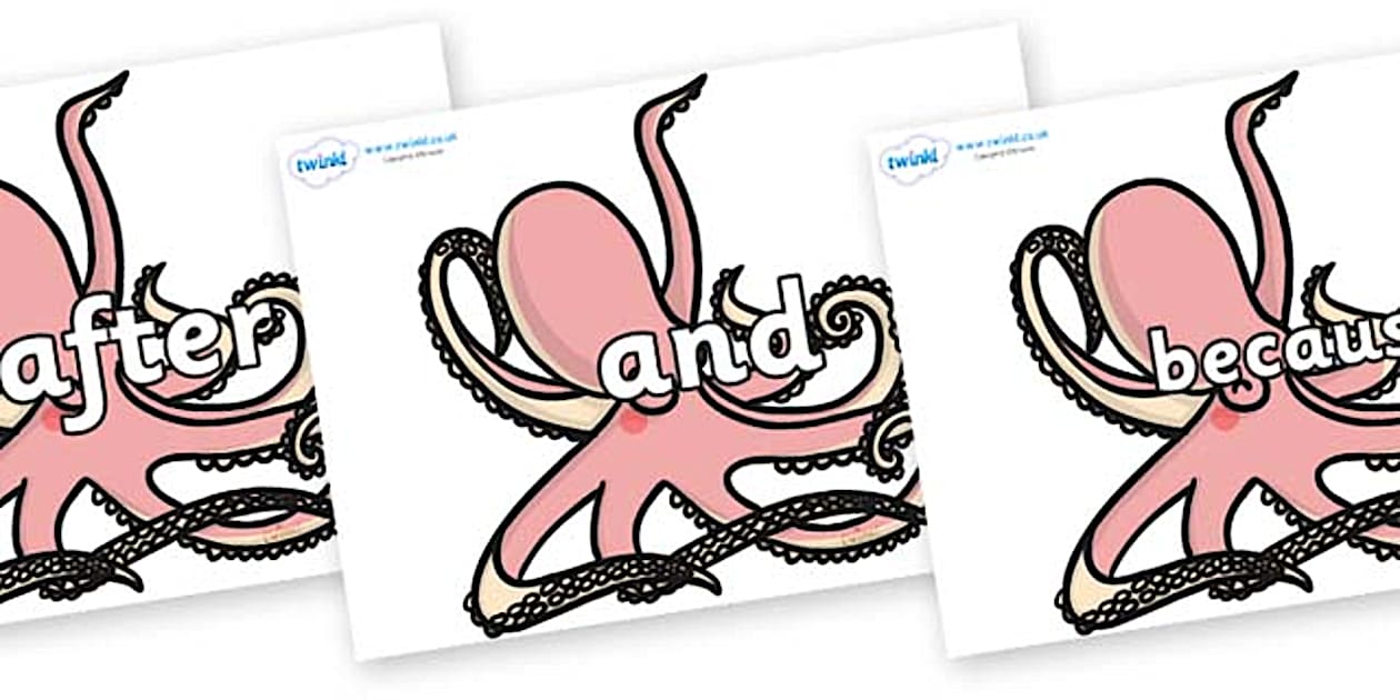 Connectives on Octopuses (teacher made) - Twinkl
