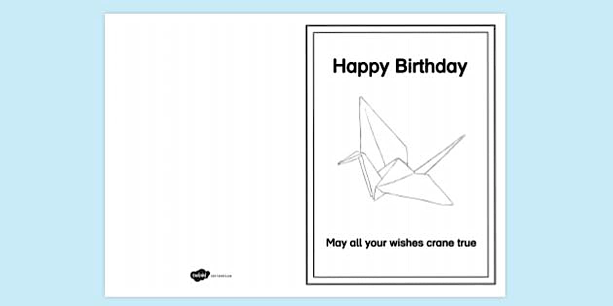 Paper Crane Birthday Card Colouring Activity (Teacher-Made)