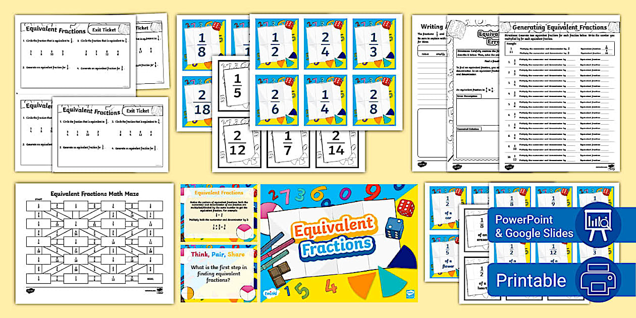 Third Grade Equivalent Fractions Lesson Pack (teacher made)