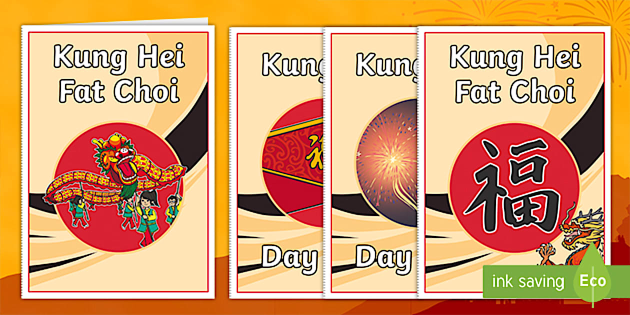 Kung Hei Fat Choi Greeting Card Templates - Twinkl