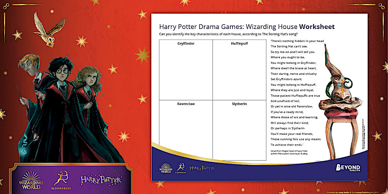 Wizarding House Worksheet (teacher made) - Twinkl