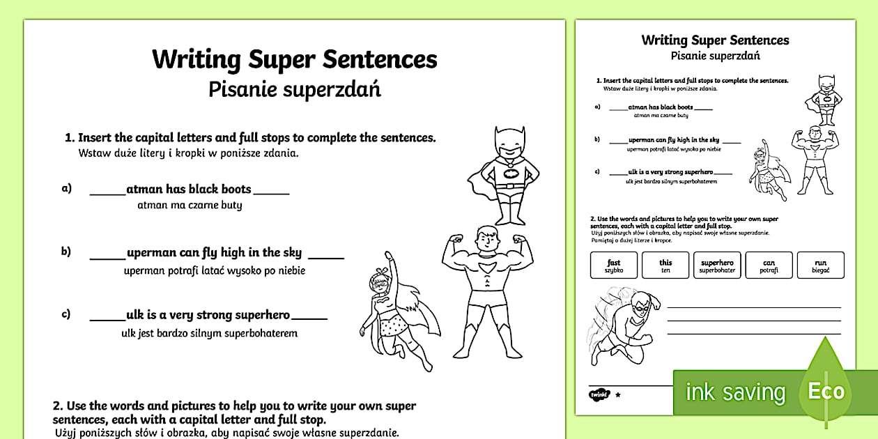 Writing Super Sentences Differentiated Worksheet / Worksheets English ...