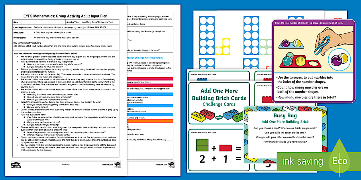 EYFS Maths: How Many Ducks? Finding the Total Group Adult Input Plan and
