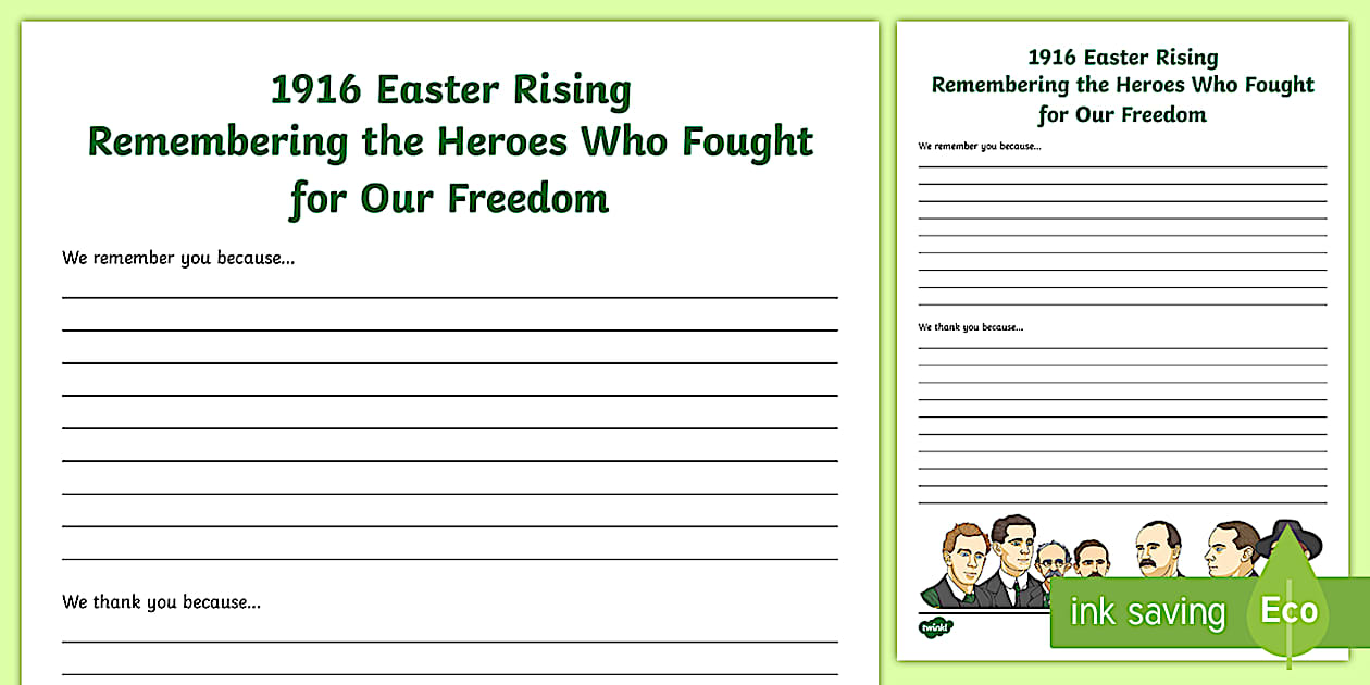 1916 - Remembering Our Heroes Writing Worksheet