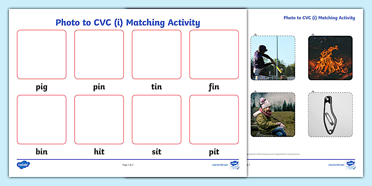 Photo to CVC (i) Matching Activity (teacher made) - Twinkl
