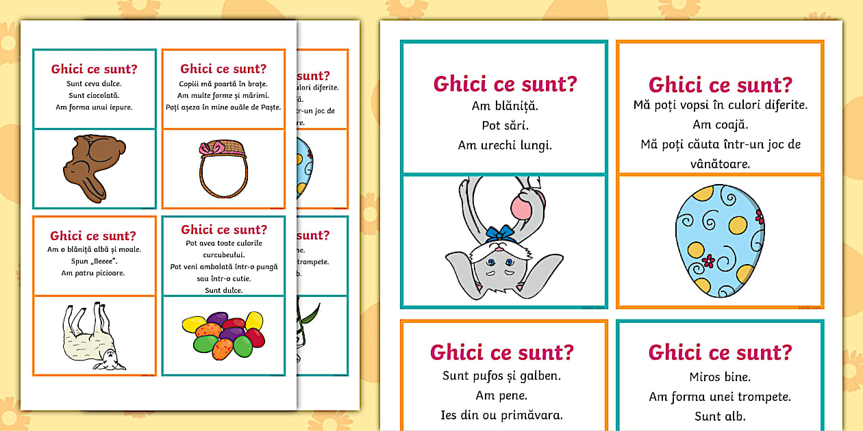 Ghicitori de Paști pentru copii - Joc de deducție - Twinkl