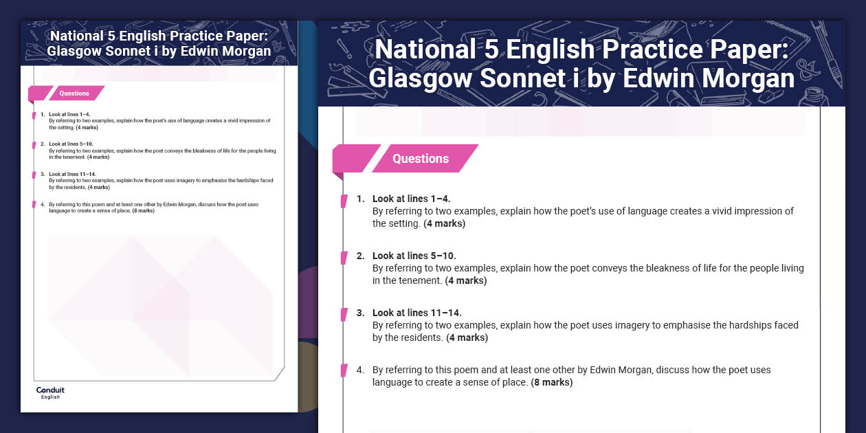 National 5 Practice Paper: Glasgow Sonnet i by Edwin Morgan