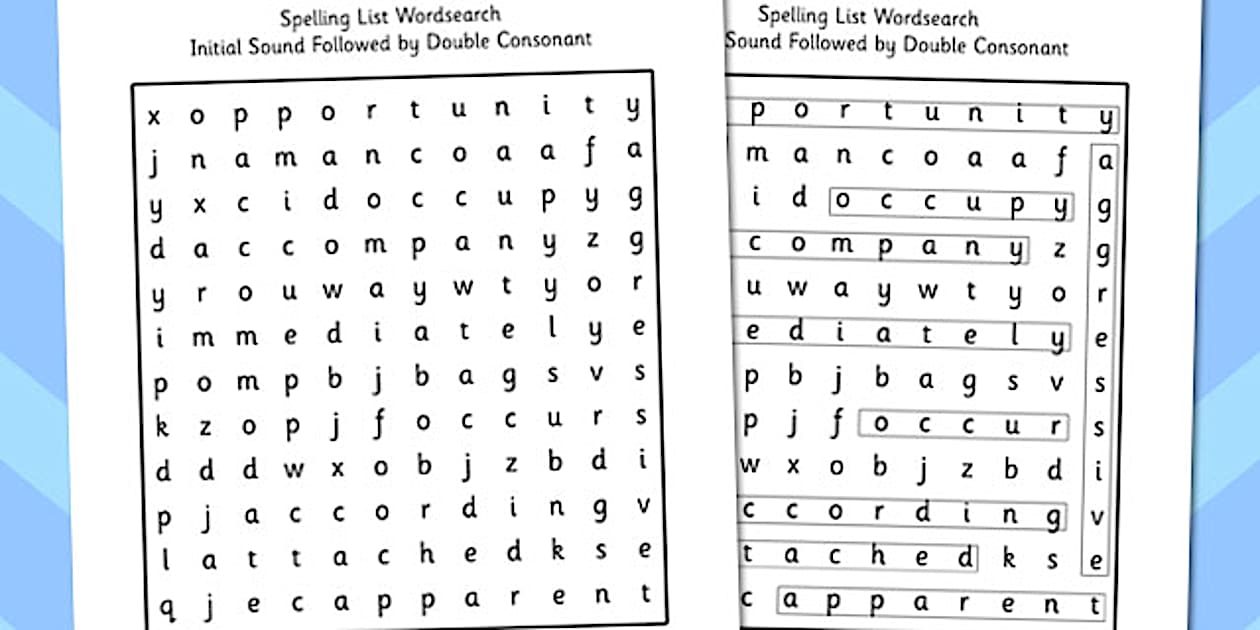 Year 5-6 Spell Wordsearch Initial Sound Follow Double Consonant