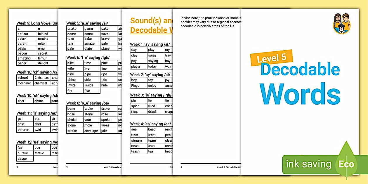 Black and White Level 5 Decodable Words Booklet - Twinkl