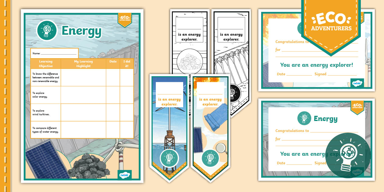Year 3 Energy: Bookmarks, Certificates and Reward Charts