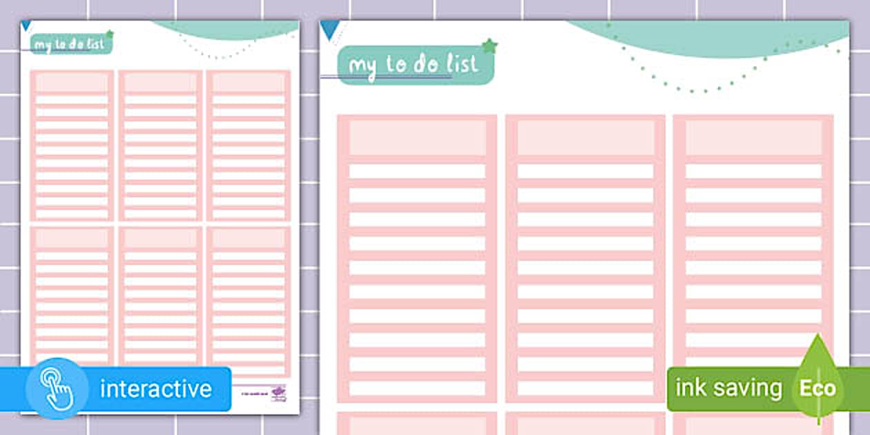 Personal To-Do Checklist Template - Parents (teacher made)
