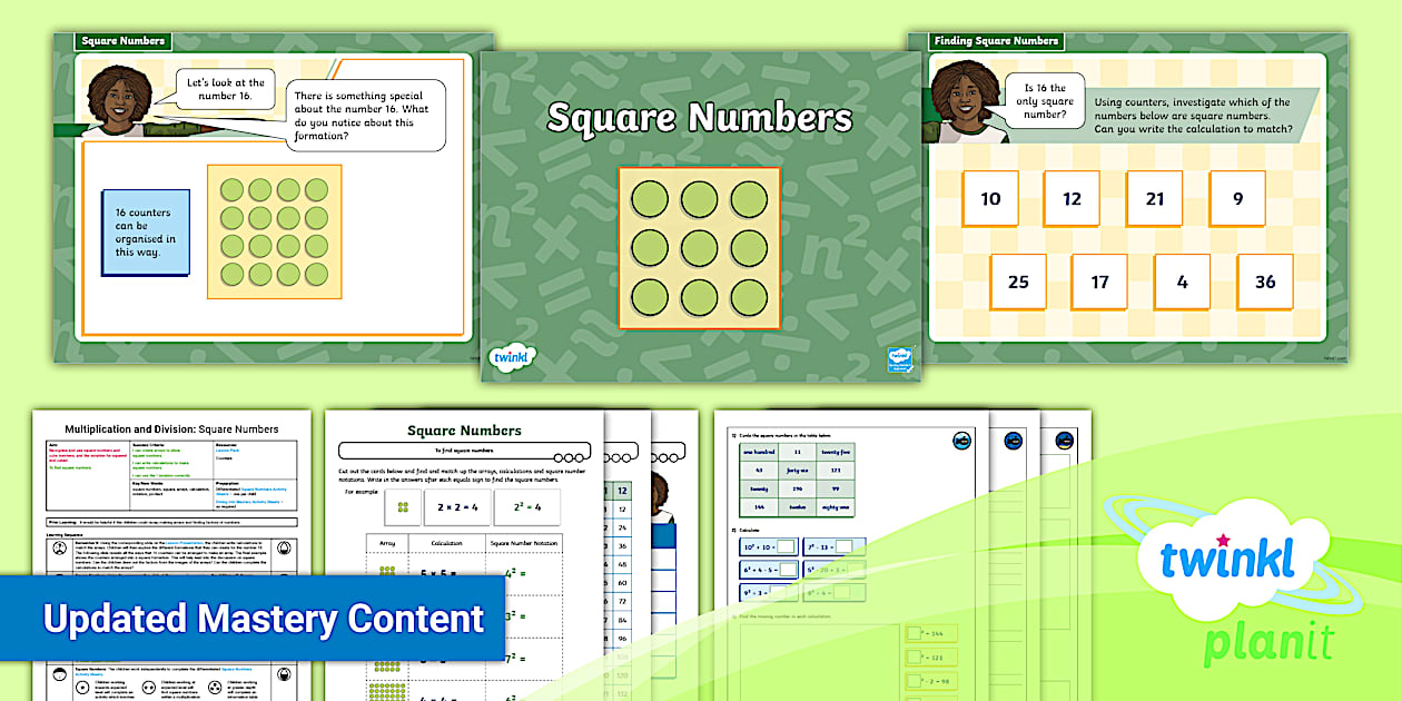 Square Numbers PlanIt Maths Y5 Multiplication Division Lesson