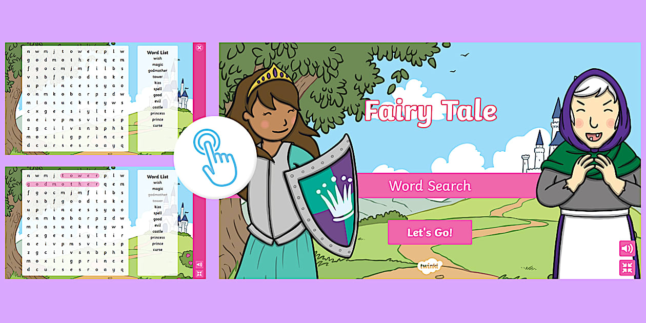 Interactive Fairy Tales Word Search Activity | Twinkl Go!