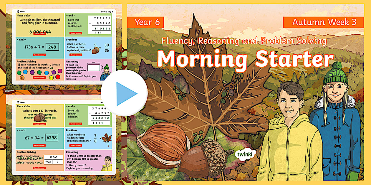 Year 6 Maths Autumn Morning Starter PowerPoint 3 - Twinkl