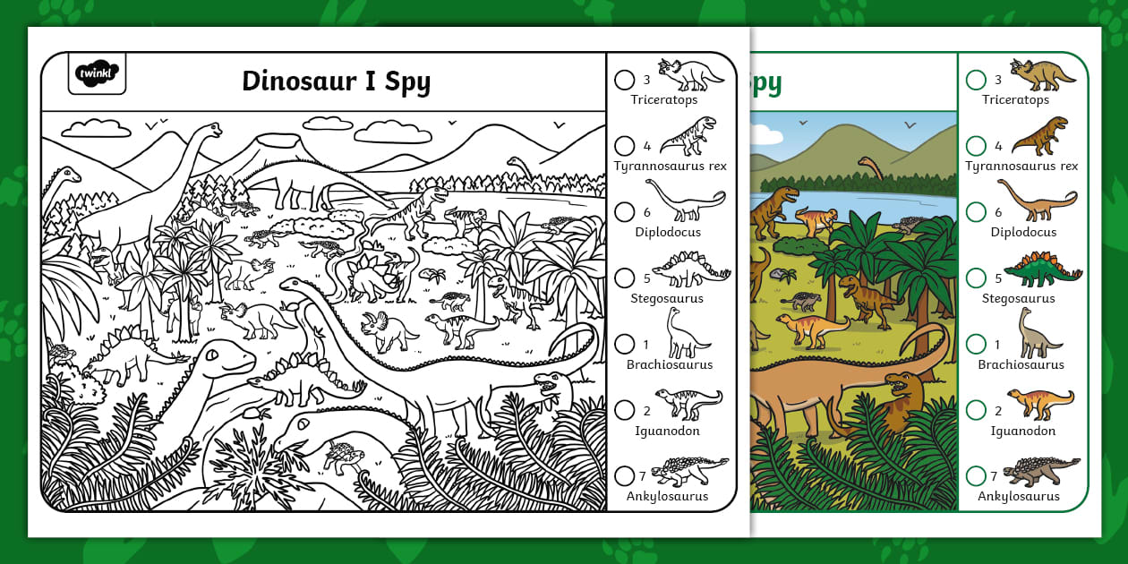 Dinosaurs I Spy Activity Sheet - Twinkl