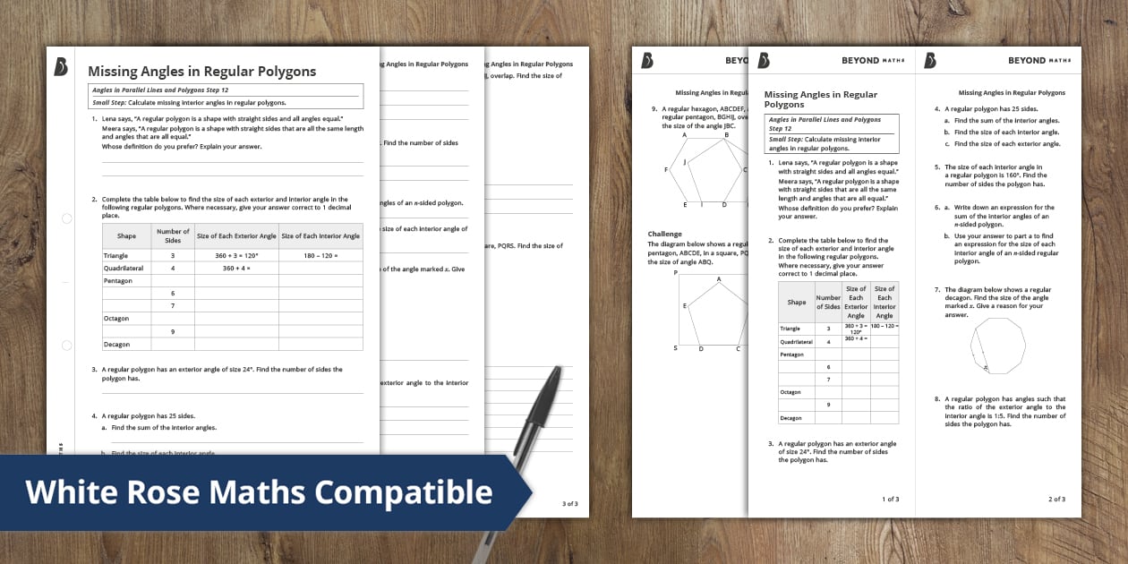 👉 Missing Angles in Regular Polygons (teacher made)