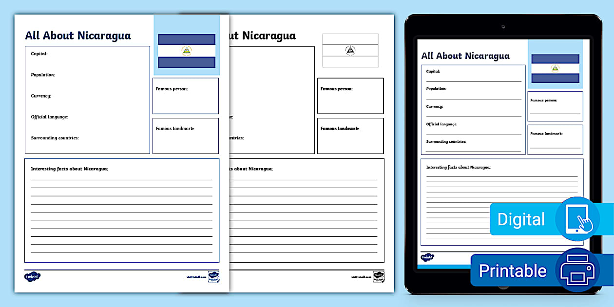 All About Nicaragua Research Worksheet