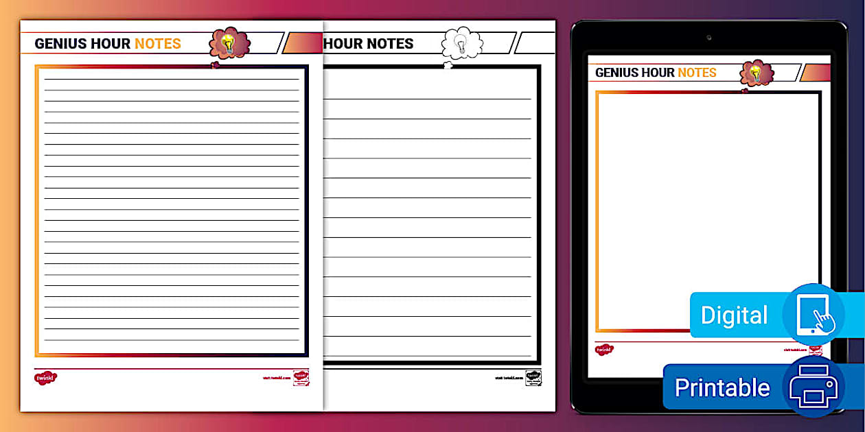 Genius Hour Notes Activity Worksheet (teacher made) - Twinkl