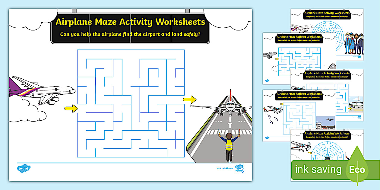Airplane Maze Activity Worksheets | Twinkl Resources