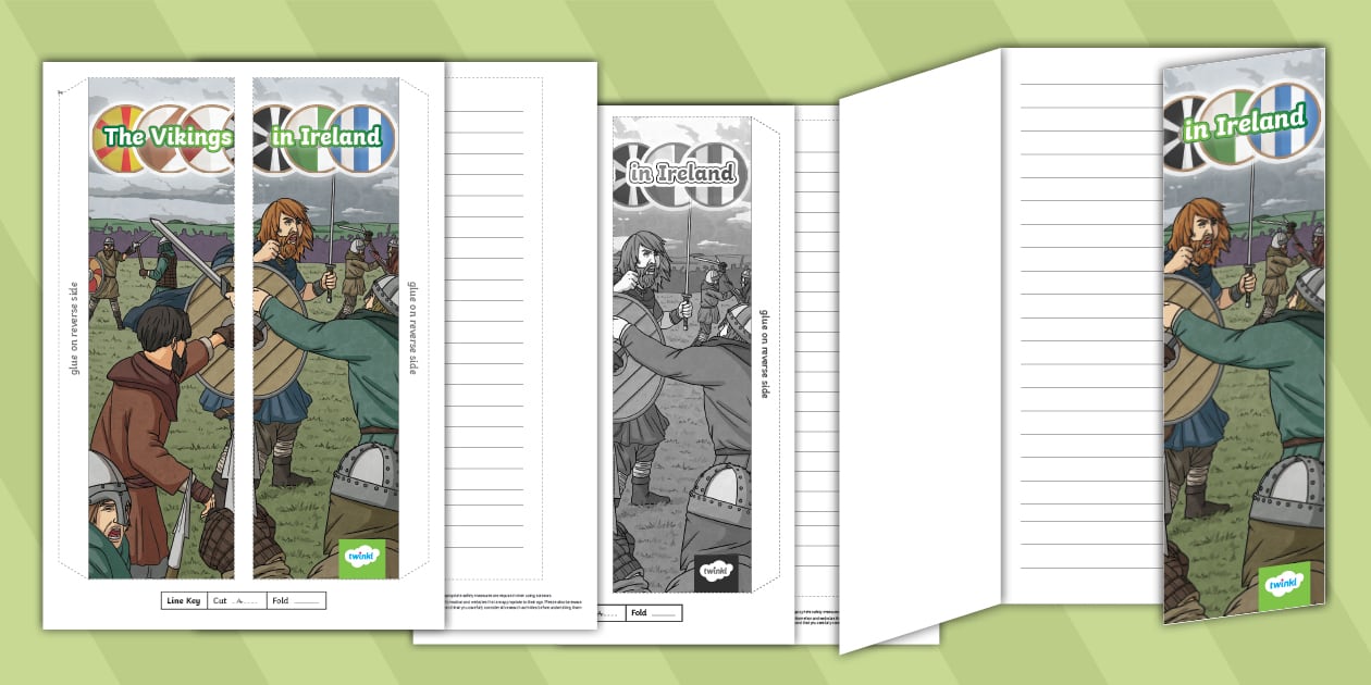 The Vikings in Ireland Folding Writing Template - Twinkl