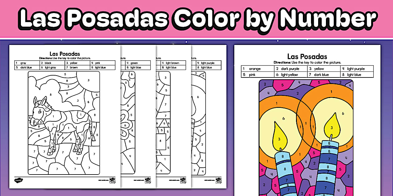 Las Posadas Color by Number Worksheets