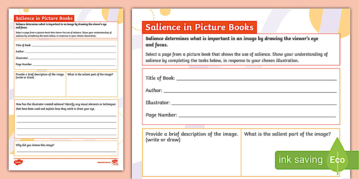 Salience in Picture Books Worksheet (teacher made) - Twinkl