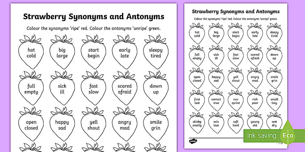 Synonyms and Antonyms – Printable Grammar Game for KS2