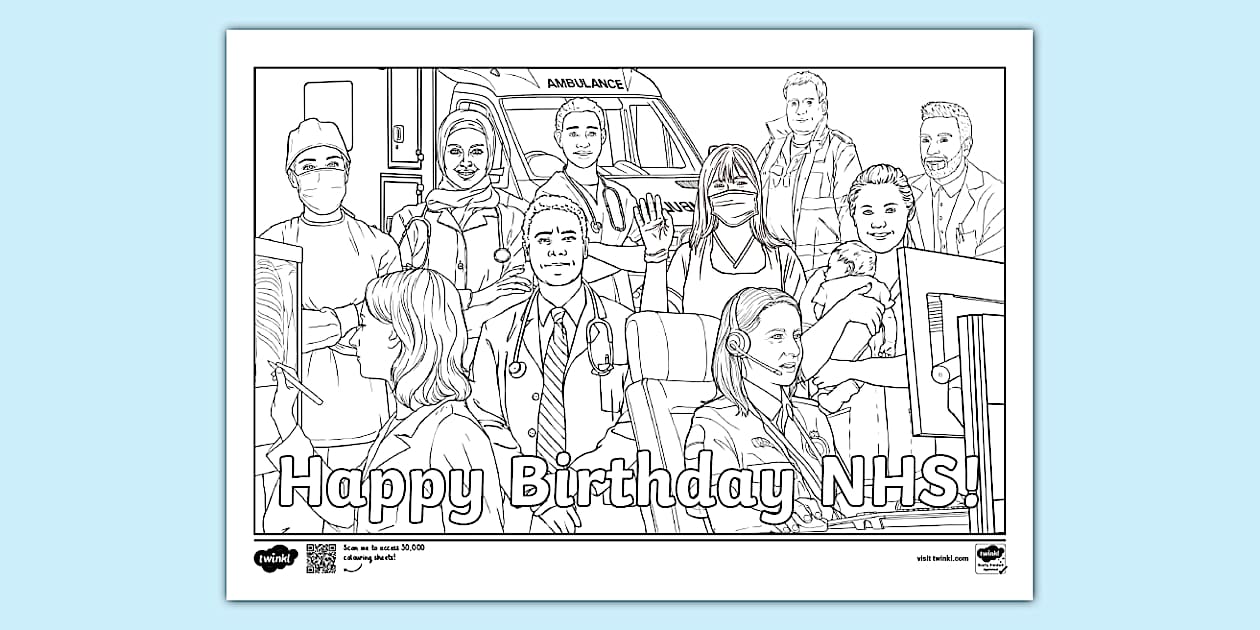 NHS Birthday Colouring Sheet (teacher made) - Twinkl