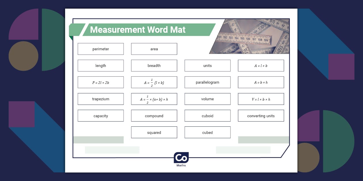 Measurement Word Mat (teacher made) - Twinkl
