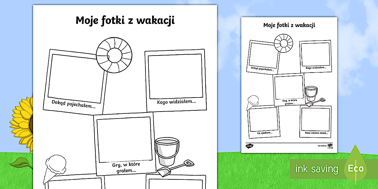 Ćwiczenia pisemne - Fotki z wakacji letnich - Twinkl