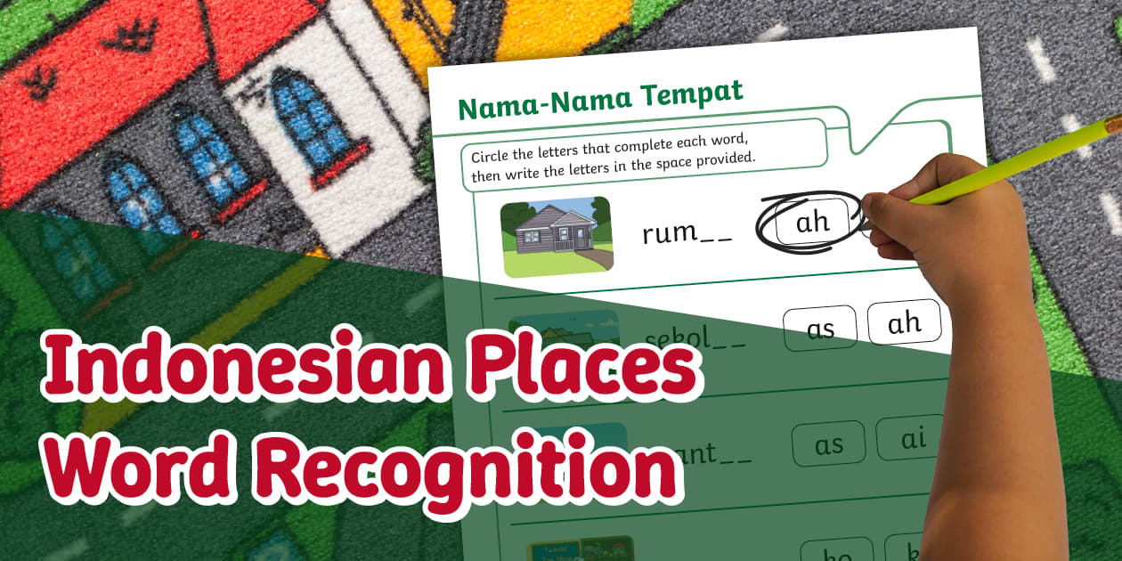 Indonesian Places Word Recognition Activity (teacher made)