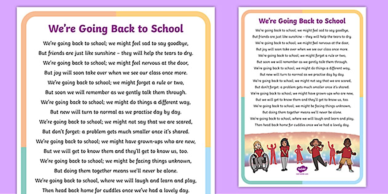 We're Going Back to School Poem (teacher made) - Twinkl