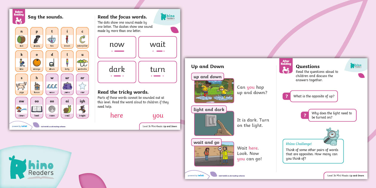 Rhino Readers Intervention: Up and Down (Level 3b) - Twinkl