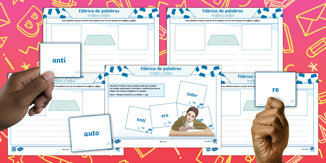 Fichas de actividad: Fábrica de palabras - Prefijos y sufijos