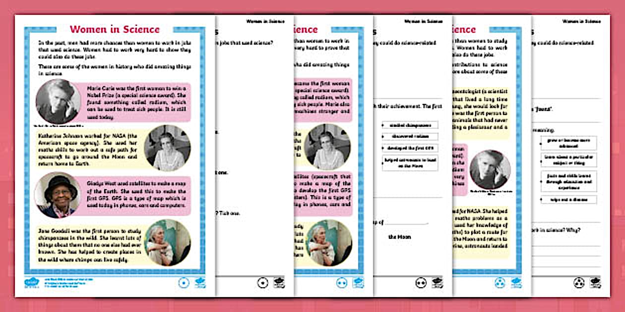 Editable Year 2 Women in Science Non-Fiction Reading Comprehension Activity
