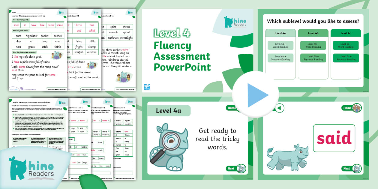Level 4 Rhino Readers Fluency Assessment Pack (teacher made)
