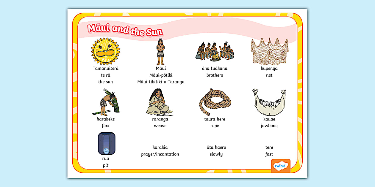 Māui and the Sun Word Mat (teacher made) - Twinkl