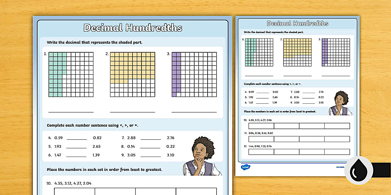 Read, Represent, Compare and Order Decimals Up to Hundredths Activity