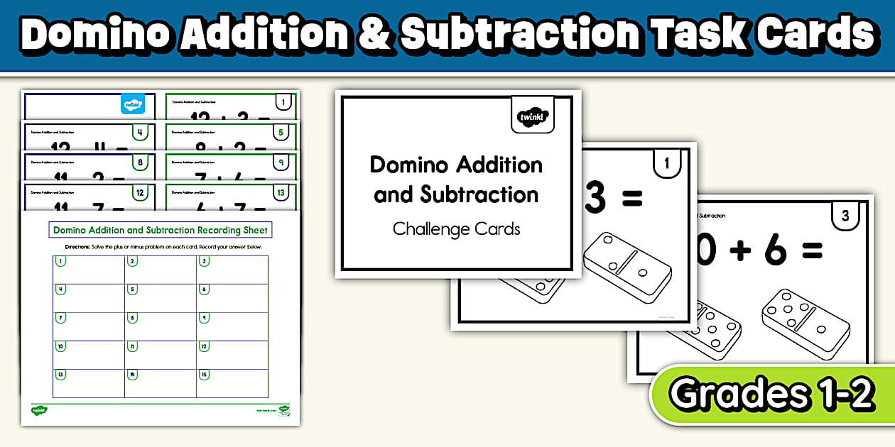 Domino Addition and Subtraction Task Cards for 1st-2nd Grade