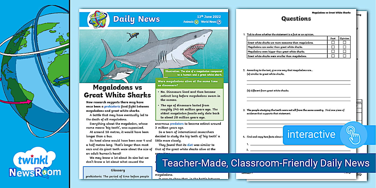 Interactive PDF: Daily NewsRoom Article - Megalodons vs Great White Sharks