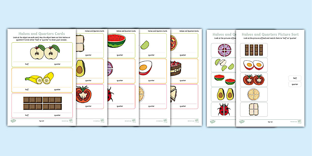 👉 Halves and Quarters Activity Sheet (teacher made)