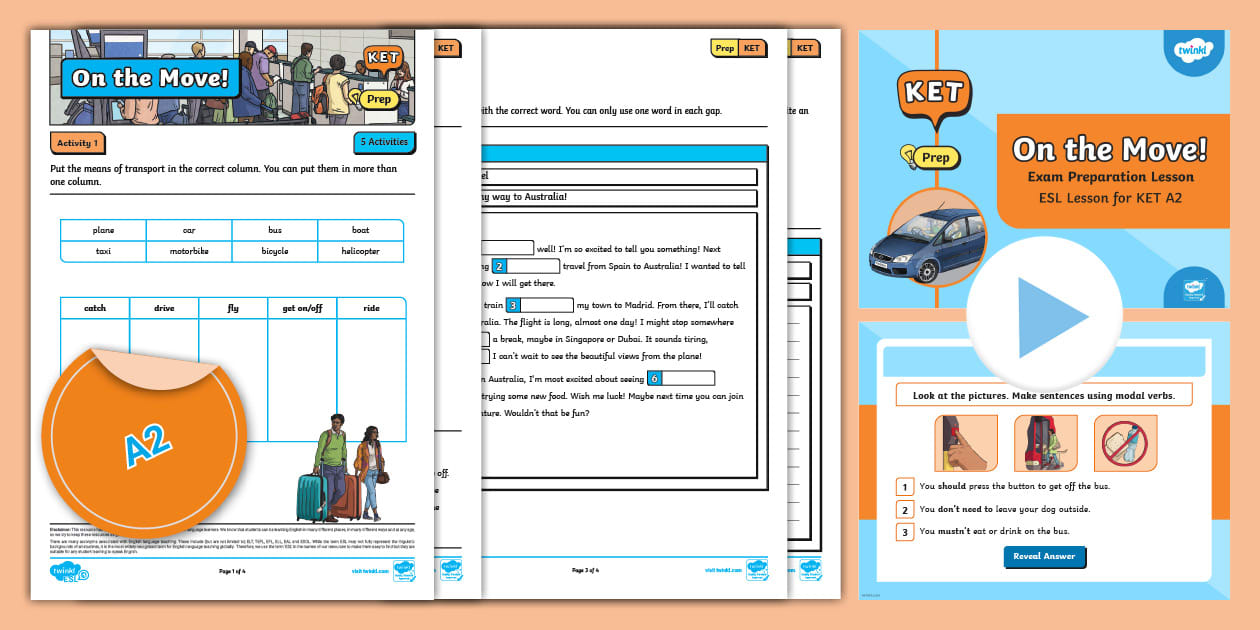 A2 Key (KET) - Prep Lesson (On the Move!) (teacher made)