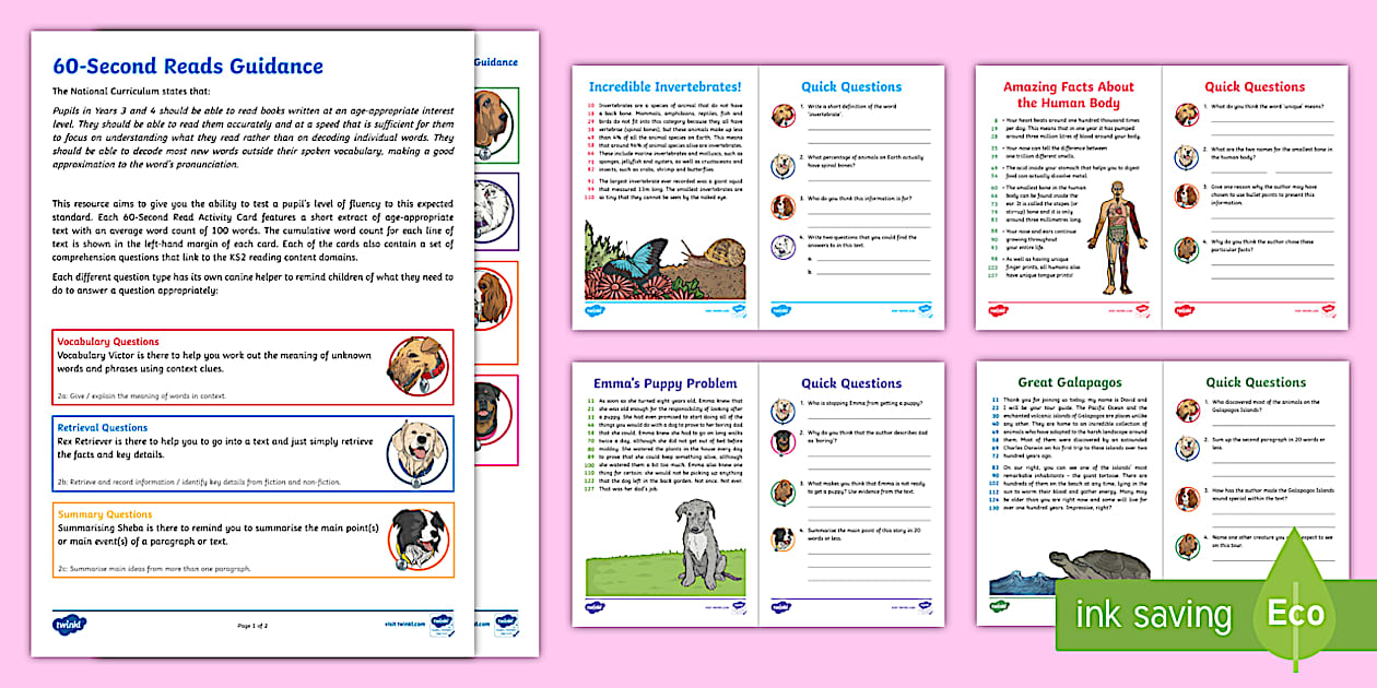 60-Second Reads: Animals and Living Things Activity Pack