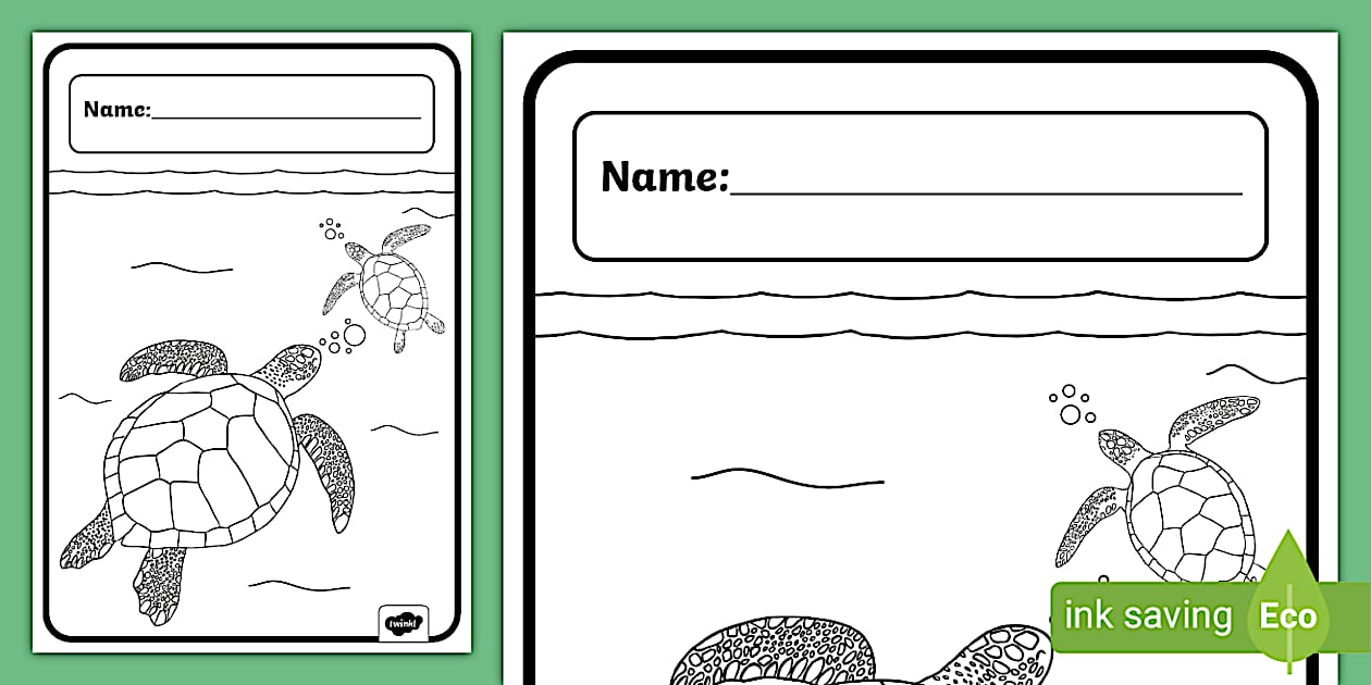 Sea Turtle Colouring Book Cover | Twinkl | Book Covers | KS1