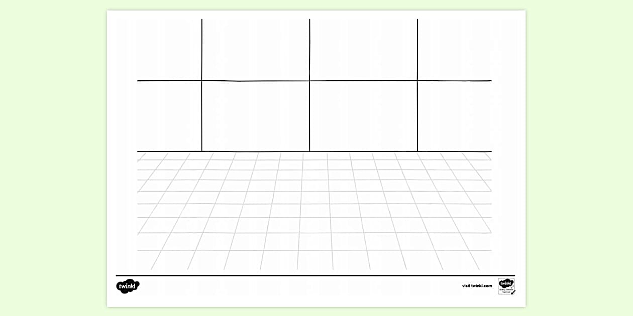 Empty Room With Tiled Floor Glass Windows | Colouring Sheets